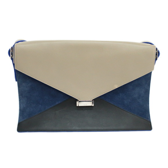 Celine | Bags | Celine Diamond Clutch Shoulder Bag Grey Blue Suede ...